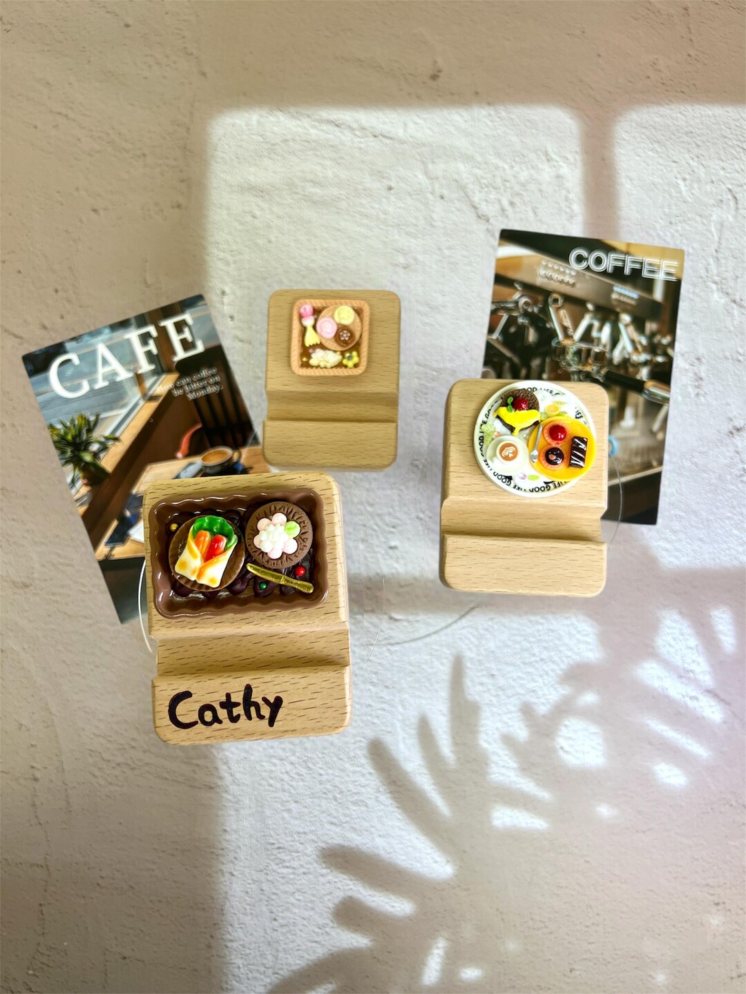 Personalized Wooden Phone Stand: Food Theme, Engraved Name - Etsy