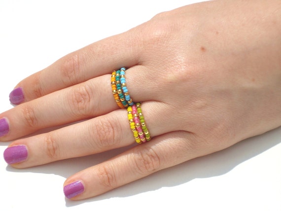 Items similar to FREE SHIPPING Colorful Summer Ring Set - Choose Your ...