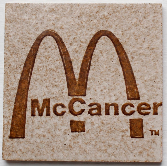Items similar to Mc Cancer Hand printed art tile 4" square on Etsy