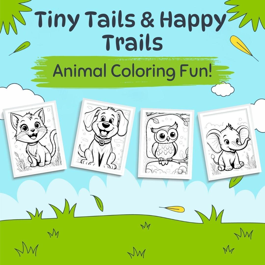 10 Adorable Animal Coloring Pages - Etsy