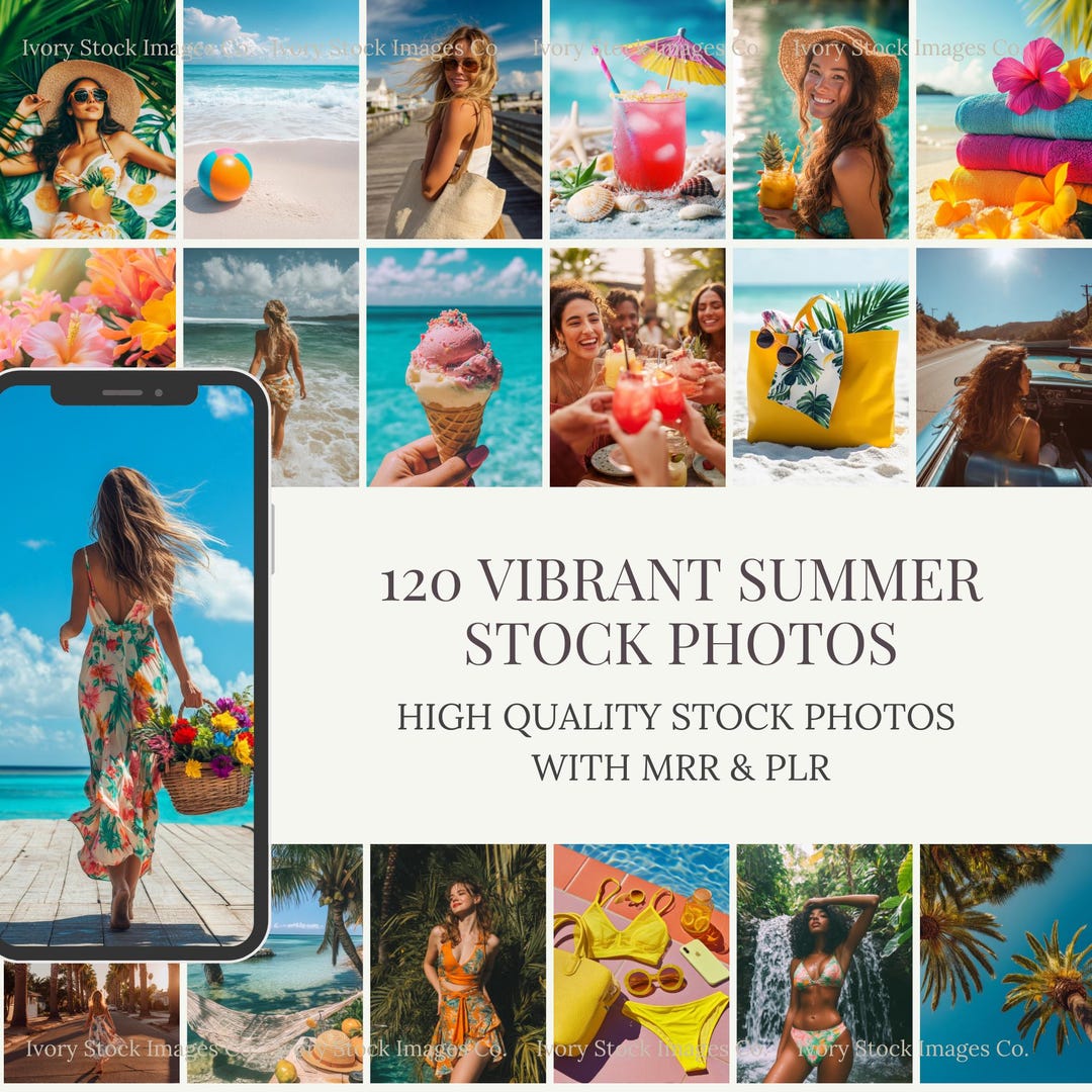Summer Stock Photos | 120 Beach Lifestyle Images (PLR MRR) - Etsy