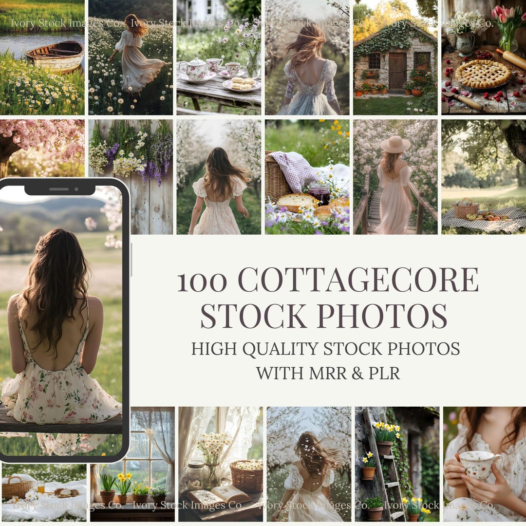 Spring Cottagecore Stock Photo Bundle: 100 AI Images (MRR PLR) - Etsy