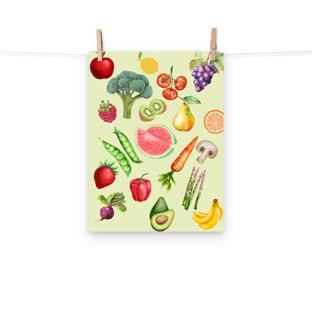 Fruit and Vegetable Posters for the Children's Room, Kitchen Posters ...