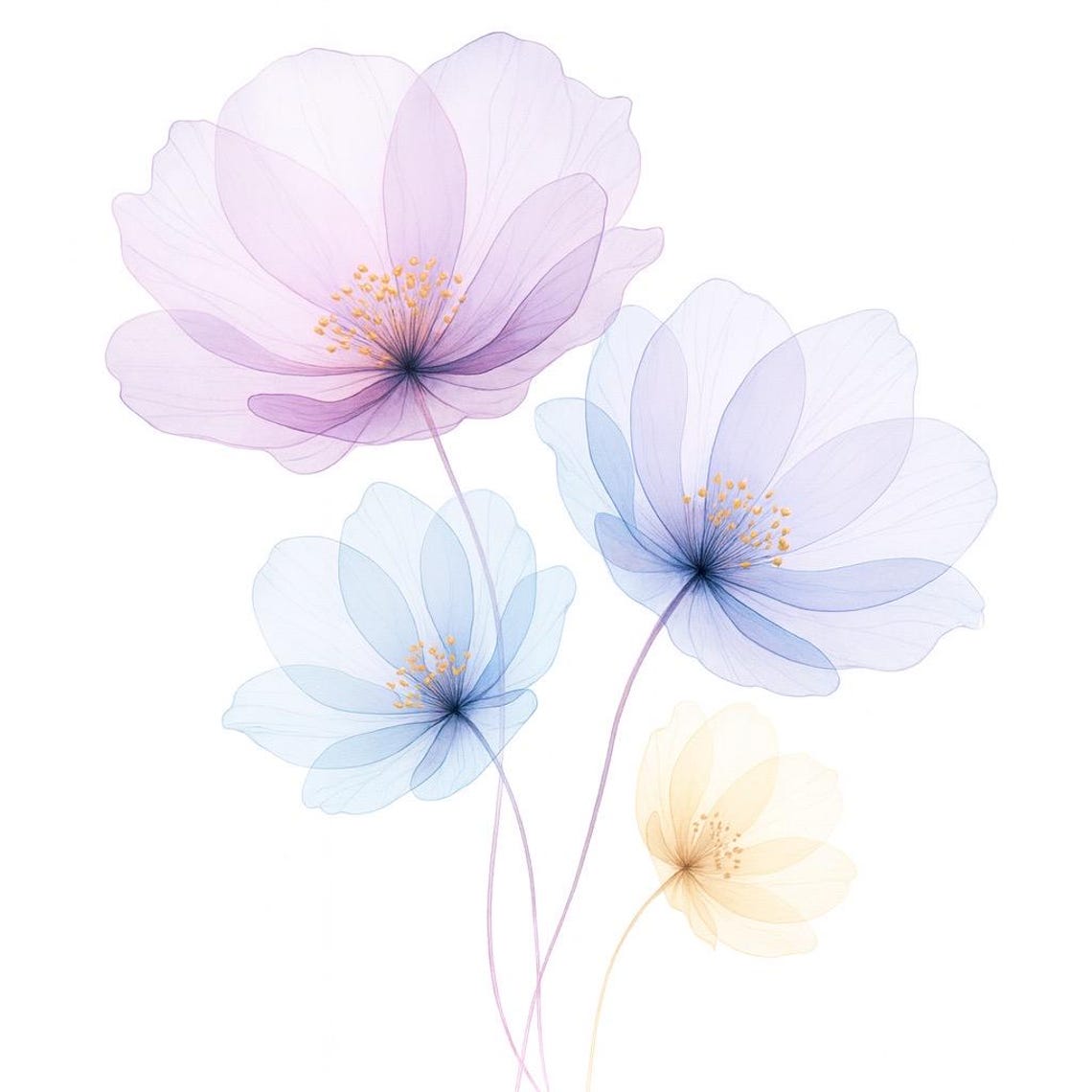 Watercolor Floral Clipart: Abstract Flower Pngs for Junk Journals ...