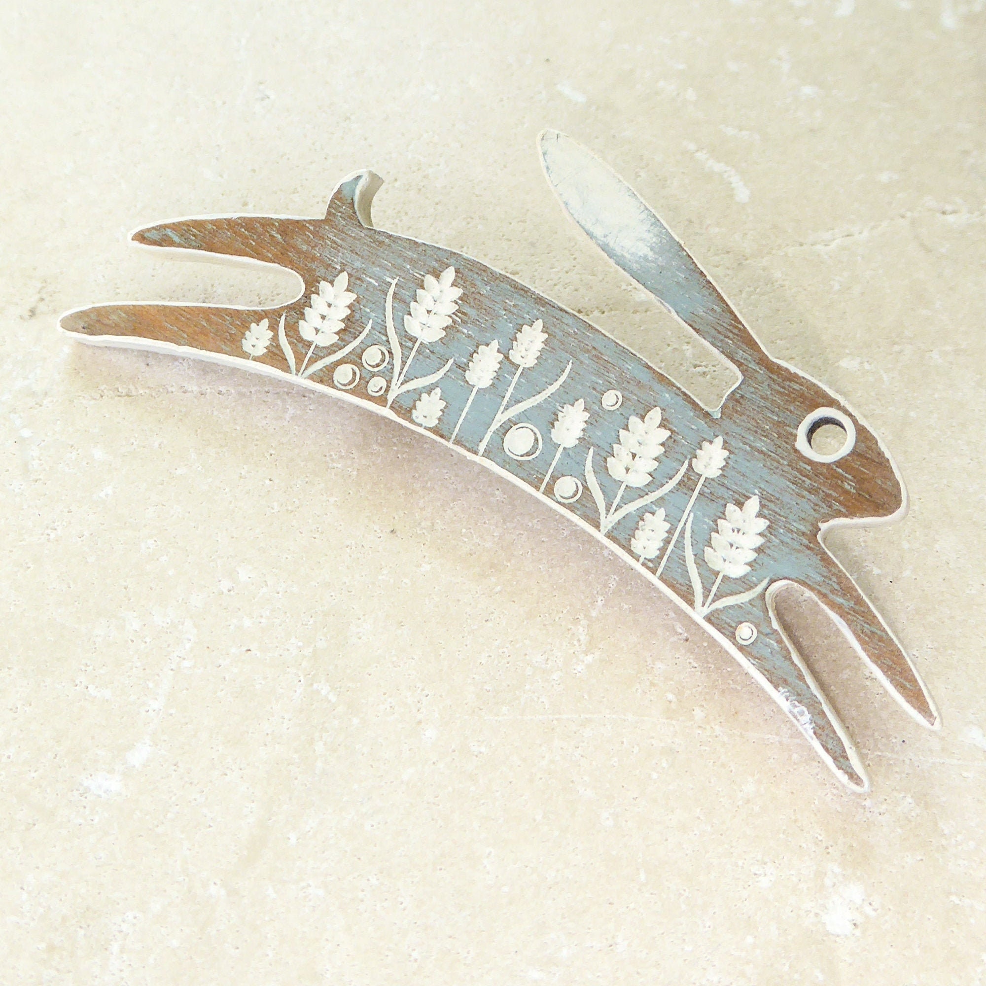 Hand-painted Hare Brooch Duck Egg Blue | Etsy