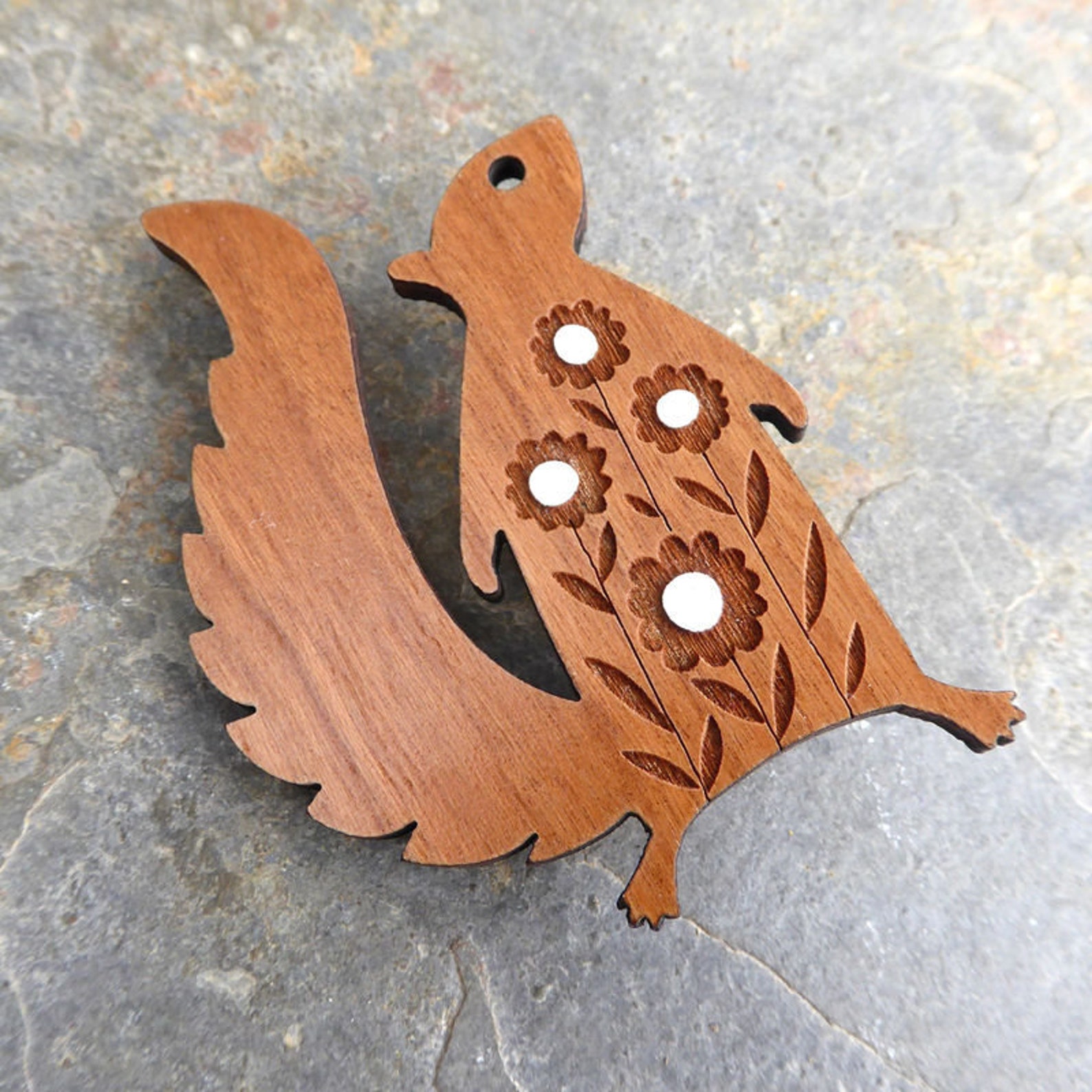 Hand Painted & Etched Cherry Wood Woodland Animal Sassy - Etsy