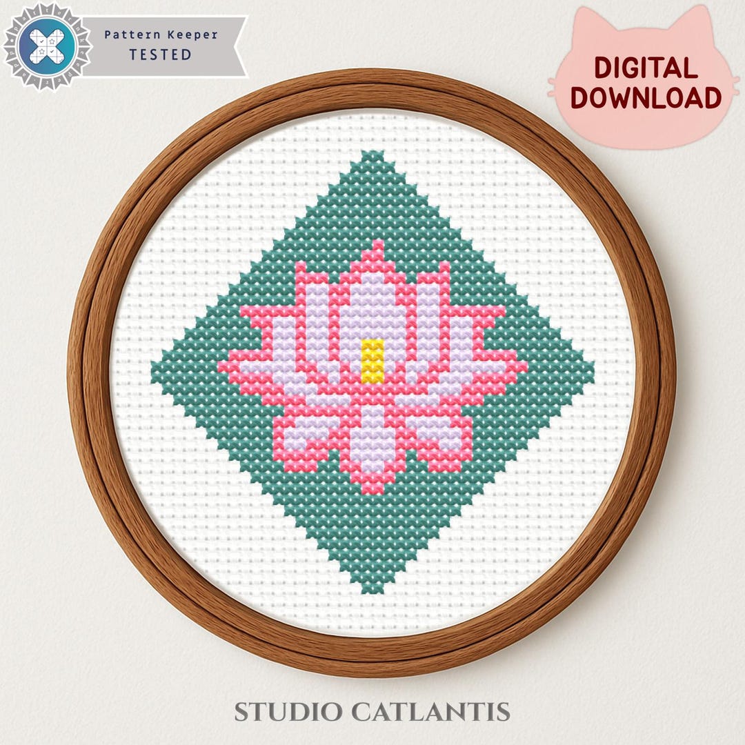 Lotus Flower Cross Stitch Pattern, Modern Zen Wall Art, Floral Chart ...