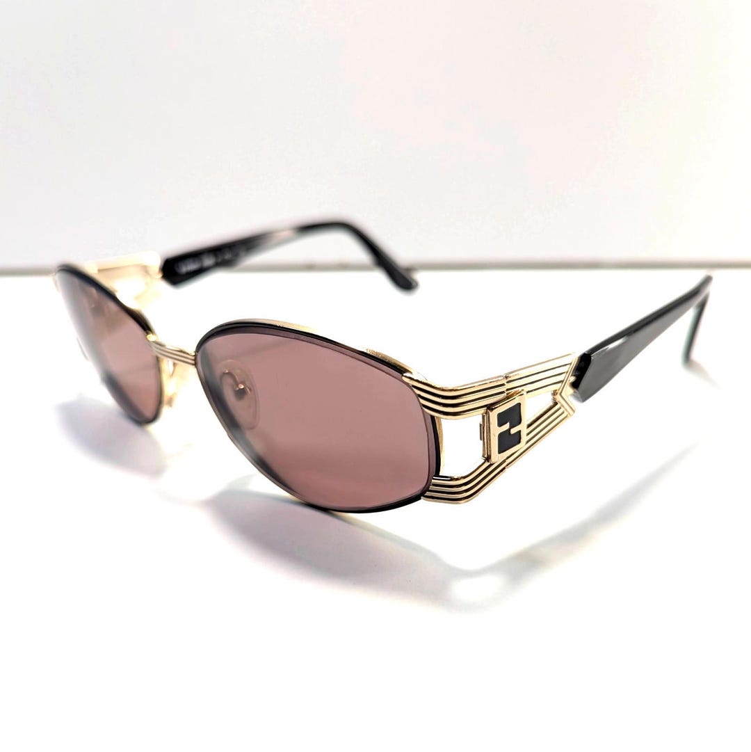 FENDI Vintage FS 139 'ebony' Sunglasses 57-16-135 Black Gold Oval ...
