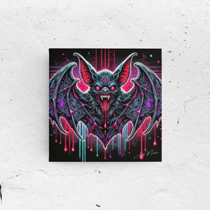 Neon Bat Art Print: Dark Gothic Pop-art (digital Download) - Etsy