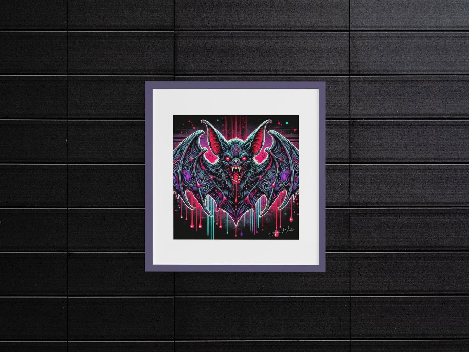 Neon Hunger | DIGITAL DOWNLOAD | Dark Pop-art Bat | Gothic Predator ...