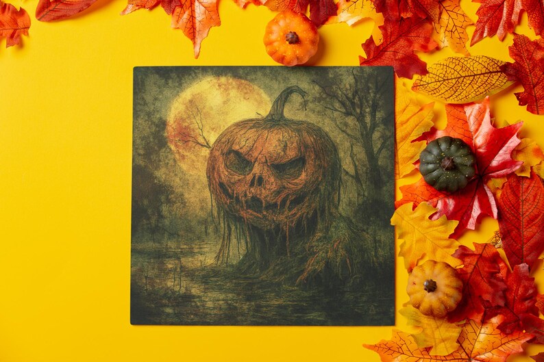 Dark Halloween Swamp Art: Haunted Pumpkin Horror Poster (digital ...