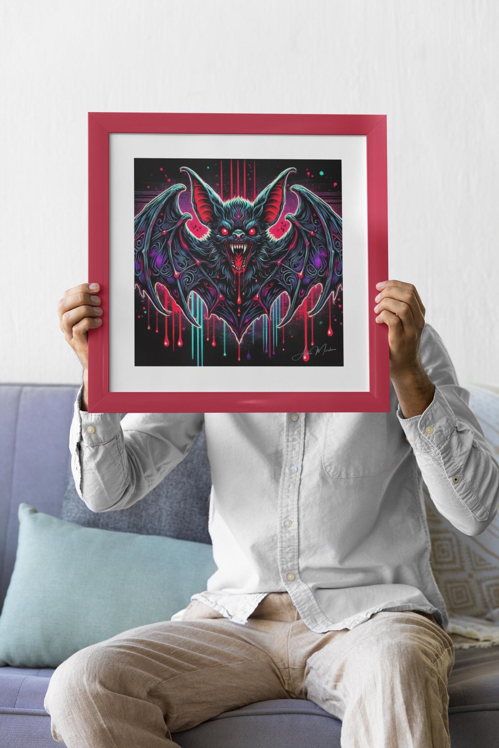 Neon Hunger | DIGITAL DOWNLOAD | Dark Pop-art Bat | Gothic Predator ...