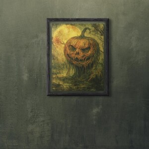 Dark Halloween Swamp Art: Haunted Pumpkin Horror Poster (digital ...