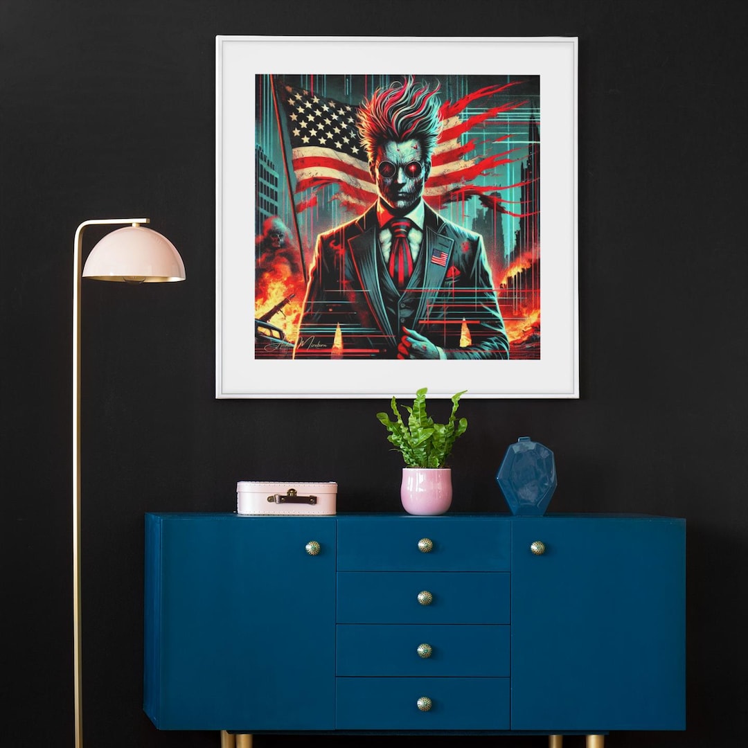 DIGITAL DOWNLOAD | the Flag Behind the Fire, Dark Pop Art, Dystopian ...