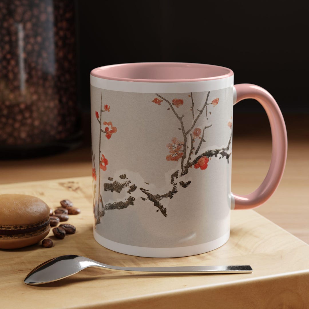 Mug, Vintage Japanese Flowering Plums in Snow Painting by Yamaoka Geppo ...