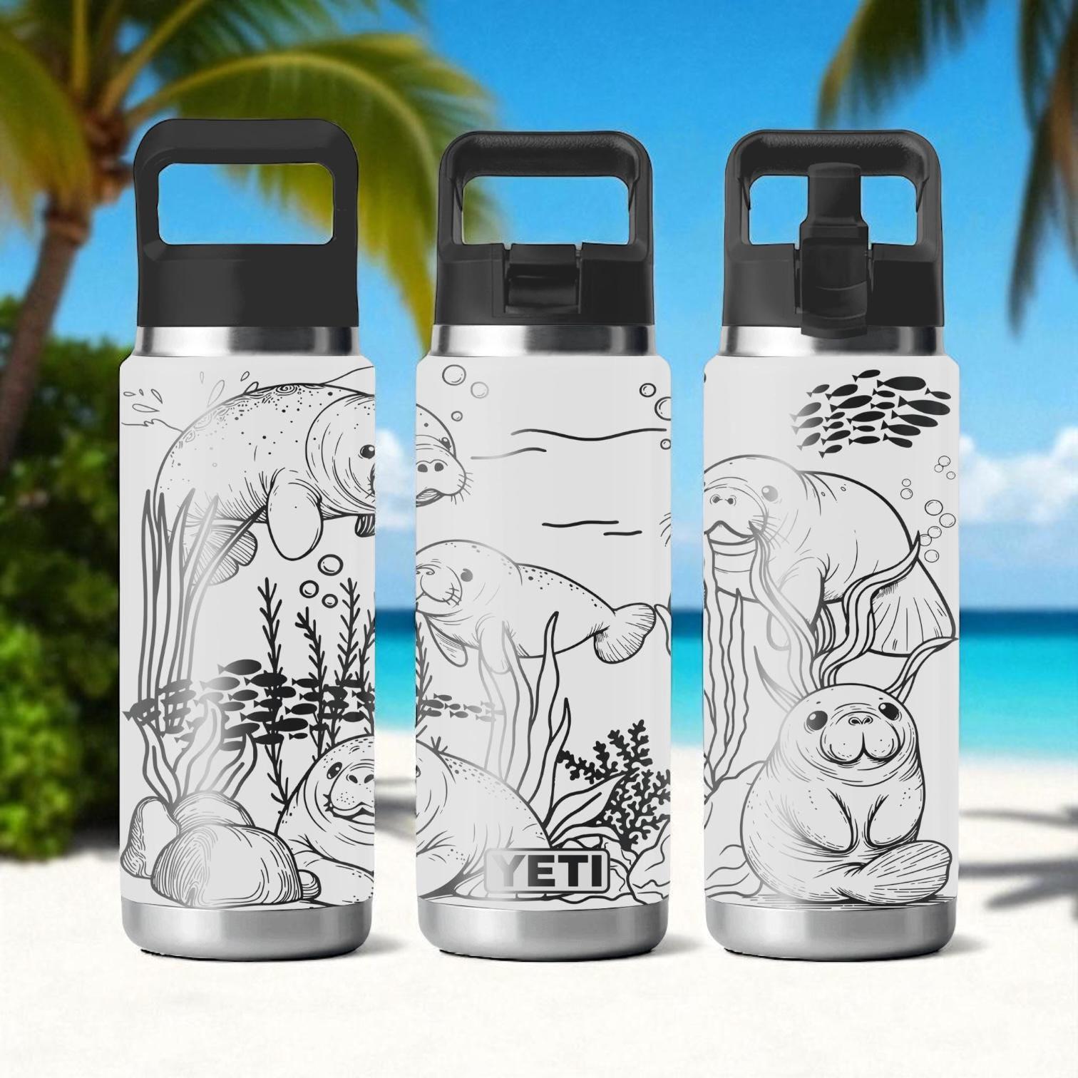 Manatee YETI Tumbler – Engraved Cute Sea Cow Ocean Design – Gift for ...