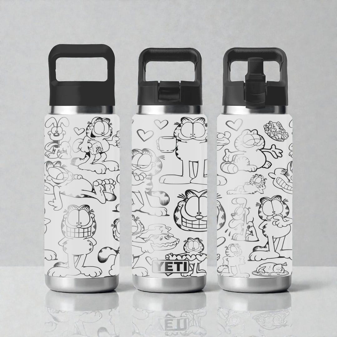 Cartoon Cat YETI Tumbler – Engraved Comic Cat Wrap – Rambler 12oz 18oz ...