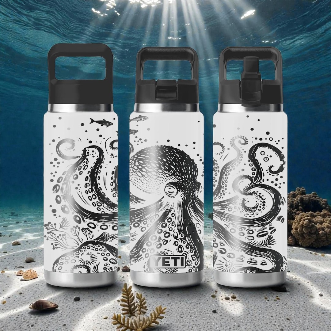 Octopus YETI Tumbler – Engraved Ocean Octopus Wrap – Rambler 12oz 18oz ...