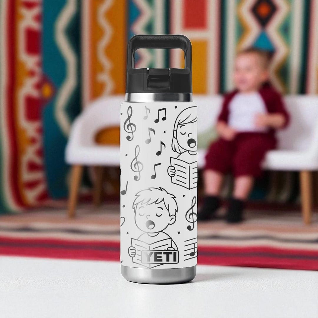 Engraved YETI Bottle With Singing Kids and Music Notes Design – 12oz ...