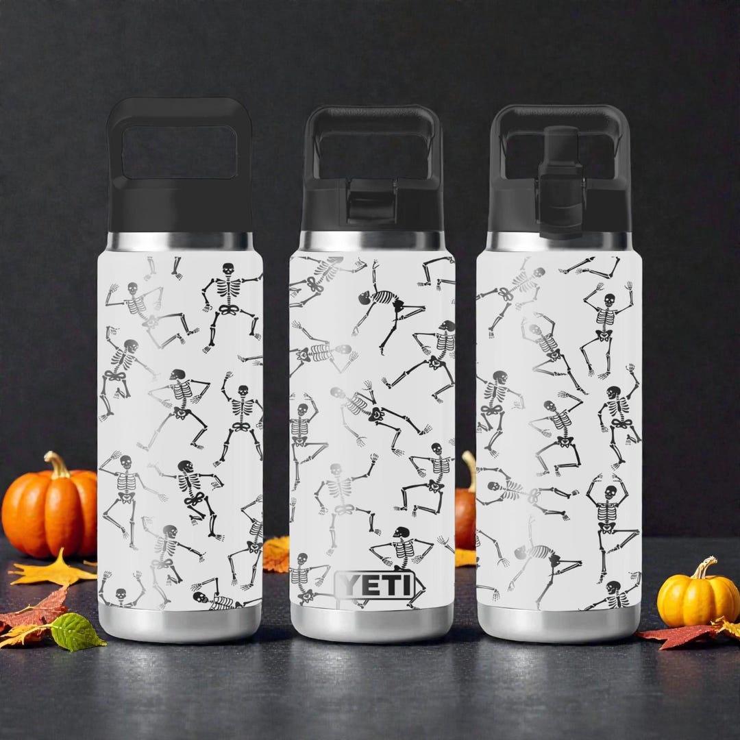 Dancing Skeletons YETI Tumbler – Engraved Skeleton Pattern Wrap ...