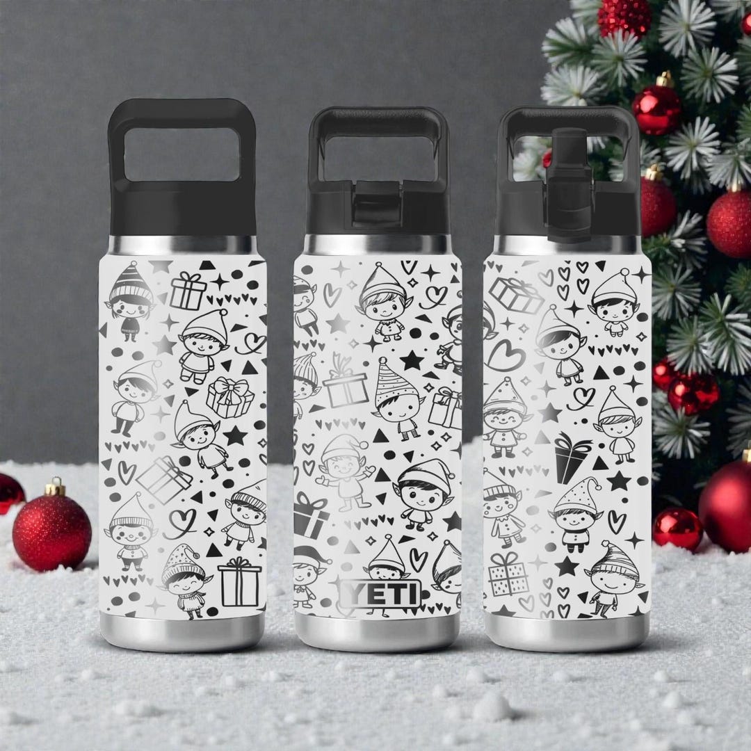 Cute Christmas Elf YETI Tumbler – Festive Holiday Elf Wrap – Engraved ...