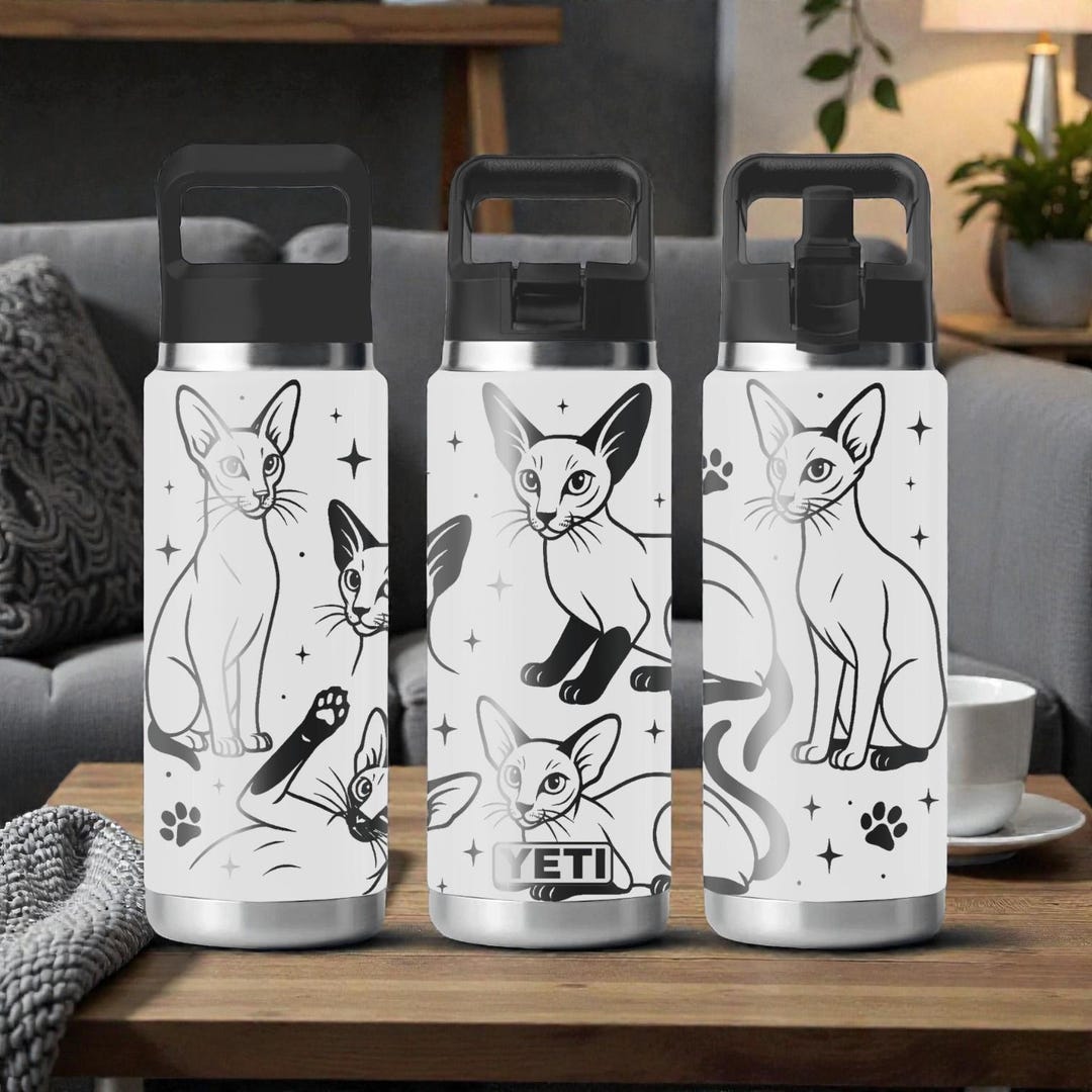 Sphynx Cat YETI Tumbler – Engraved Hairless Cat Wrap – Rambler 12oz ...