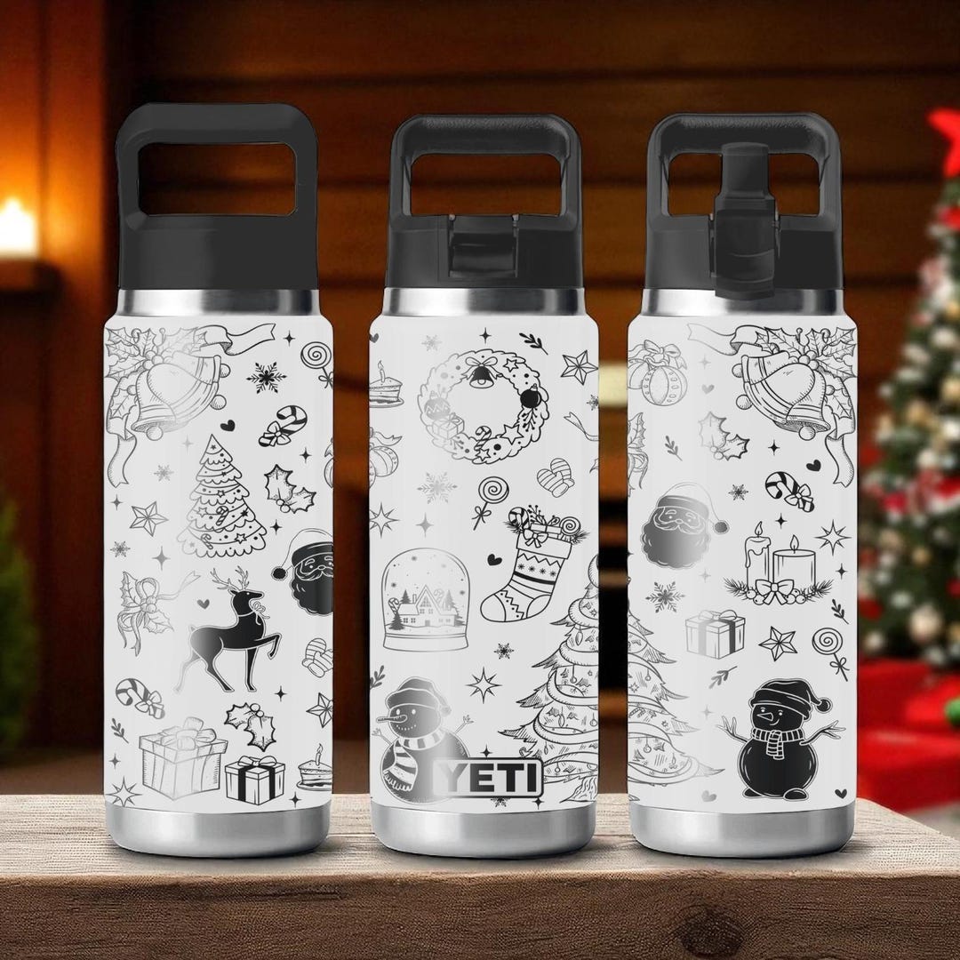 Christmas YETI Tumbler – Black and White Holiday Engraving – Rambler ...