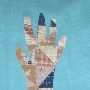 Antique Hand Applique Blue Calico Quilt Piece Repurpose Quilt Piece ...