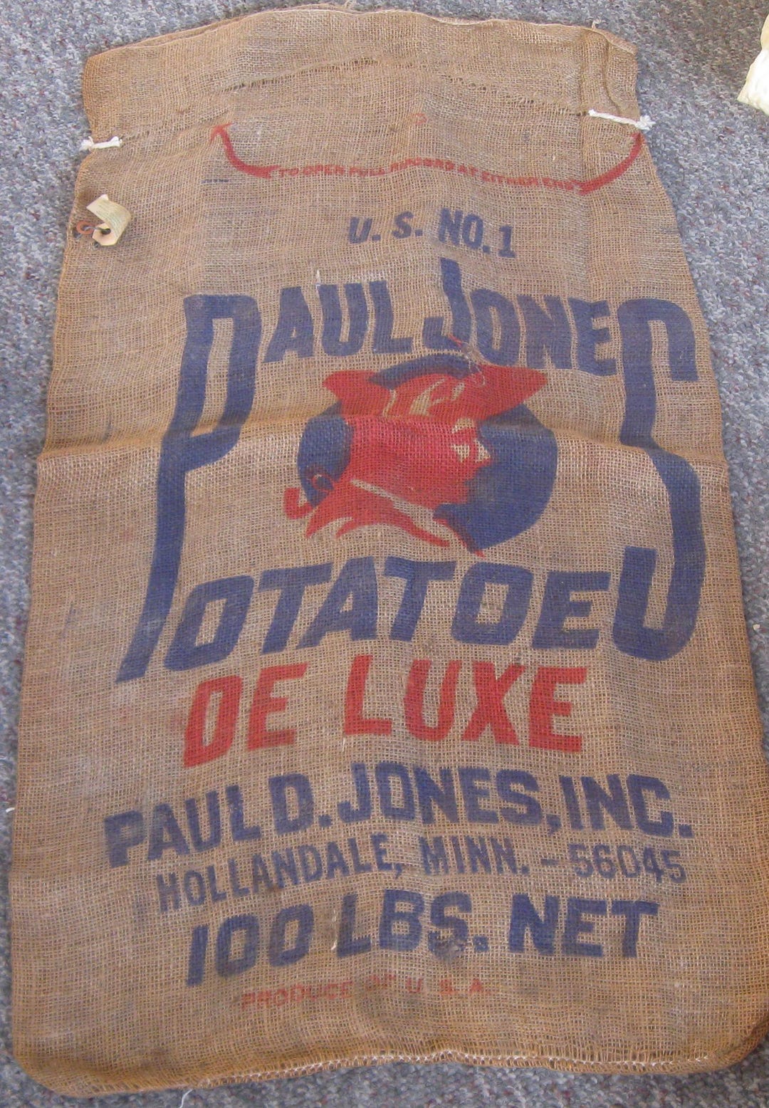 Vintage Burlap Paul Jones Sack Rustic Primitive Cutter Craft Framing ...