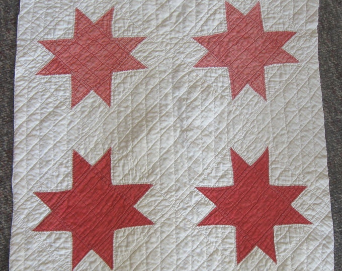 Vintage Antique Red Star Quilt Piece Repurpose Primitive - Etsy