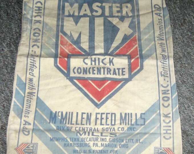 Vintage Master Mix Feed Chick Concentrate Seed Feedsack Grain ...