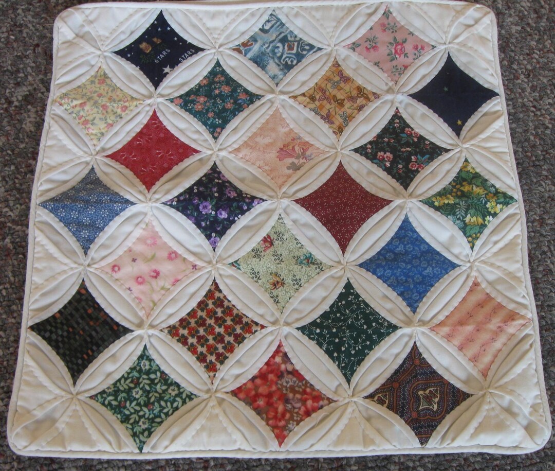 Vintage Cathedral Windows Patchwork Pillow Cover Quilt Hand Sewn - Etsy