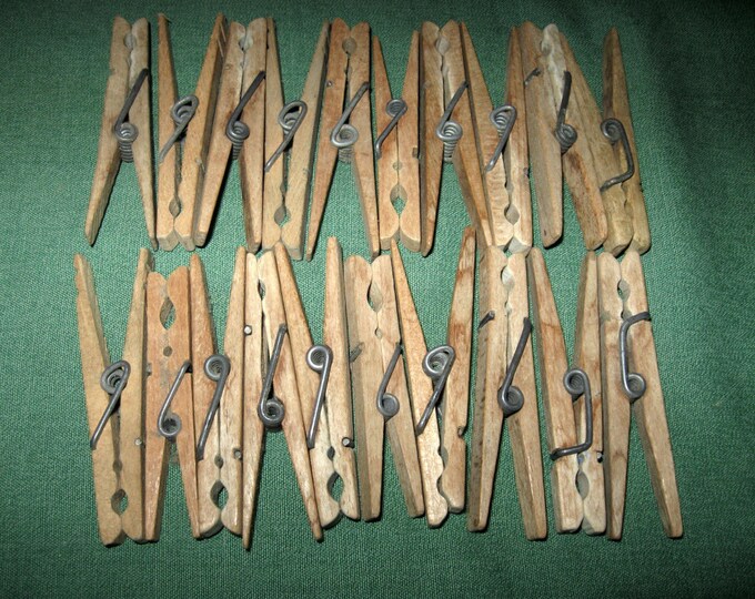 20 Vintage Clip Clothespins Wooden Antique Clothes Pins Crafting - Etsy