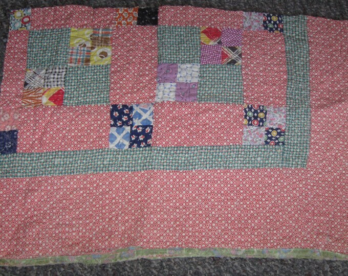 Vintage Quilt Piece Repurpose Primitive Patchwork Quilt Project Textile ...