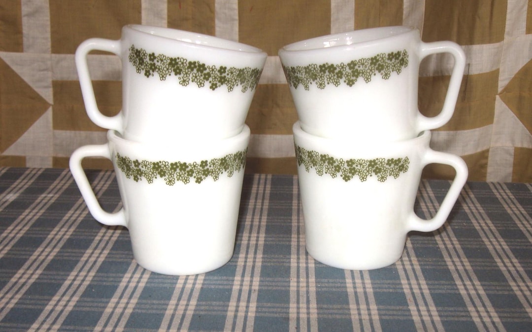 Pyrex Coffee Mugs 70s Spring Blossom Crazy Daisy D Handle ~ Set of 4 ...