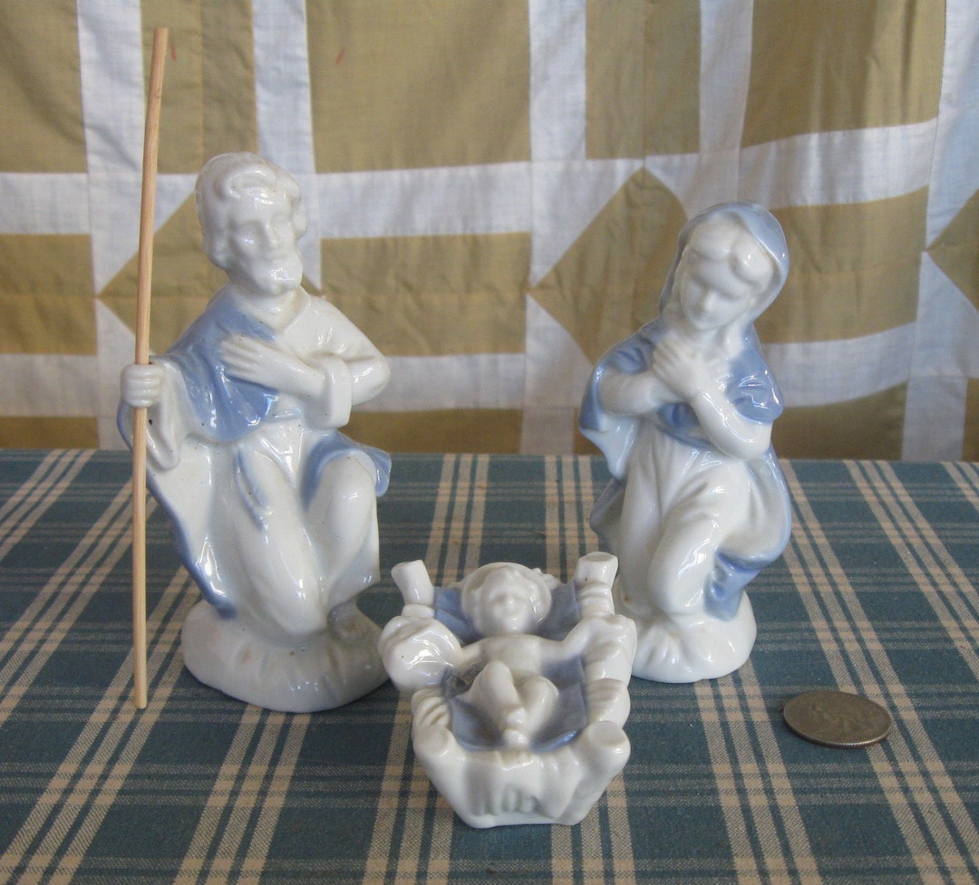 Vintage Lefton 3-piece Nativity Set Joseph, Mary & Baby Jesus Figurines ...