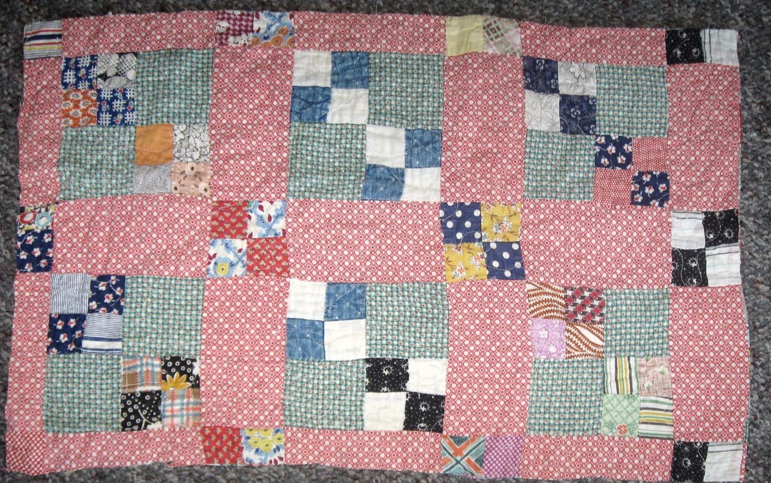 Vintage Quilt Piece Repurpose Primitive Patchwork Quilt Project Textile ...