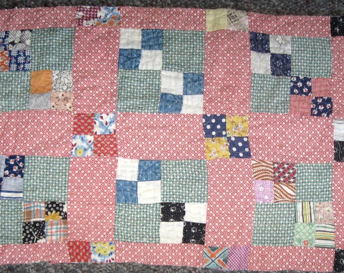 Vintage Quilt Piece Repurpose Primitive Patchwork Quilt Project Textile ...
