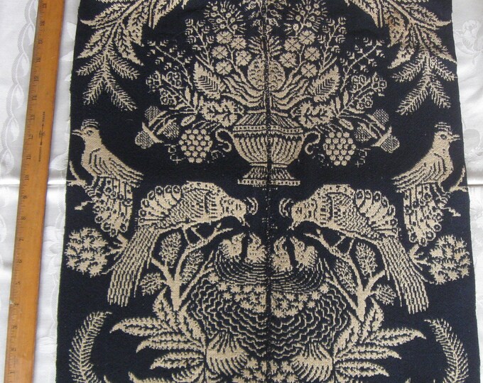 Woven Coverlet Antique Bird Nest Flowers Coverlet Piece Woven Primitive ...