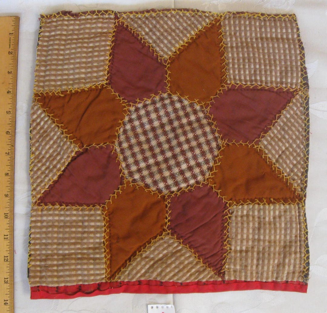 Vintage Quilt Piece Repurpose Primitive Patchwork Red Calico Cutter ...