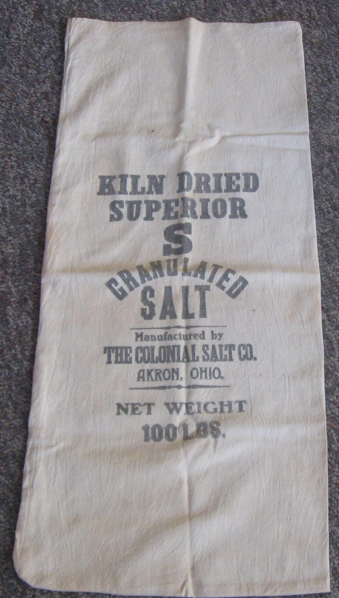 Vintage Colonial Salt Co. Bag Sack Feedsack Advertising Primitive ...