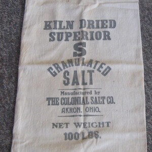 Vintage Colonial Salt Co. Bag Sack Feedsack Advertising Primitive ...