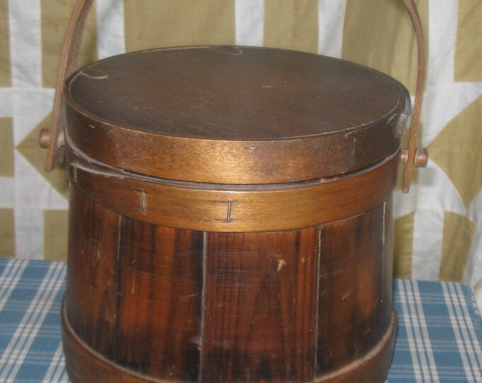 Vintage Sugar Bucket Firkin Wooden Sugar Pail With Lid Farmhouse ...