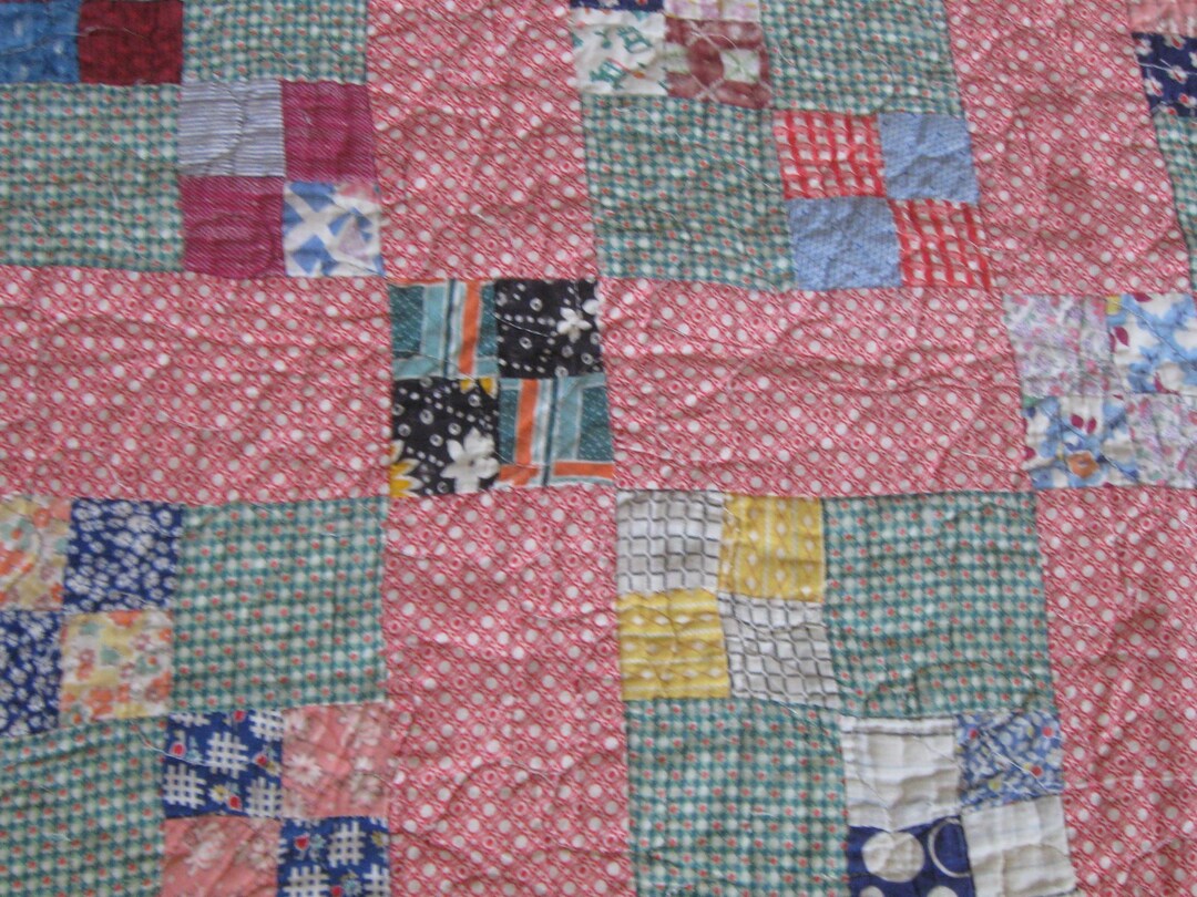 Vintage Quilt Piece Repurpose Primitive Patchwork Quilt Project Textile ...