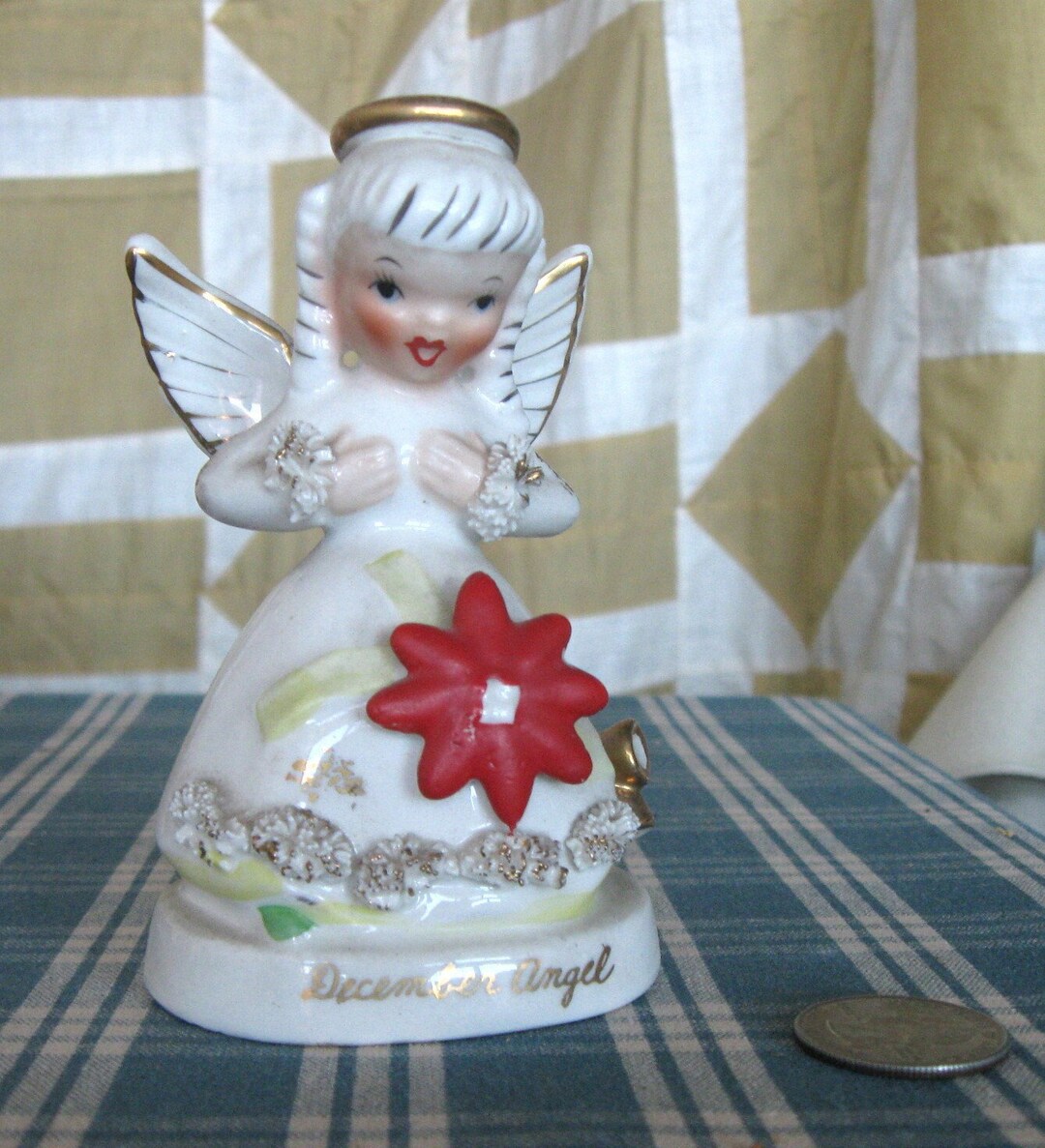 Vintage Napco December Christmas Spaghetti Poinsettia Angel - Etsy