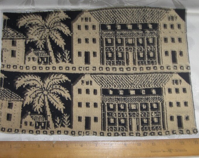 Antique Houses Buildings Coverlet Piece Woven Primitive Blanket Quilt ...