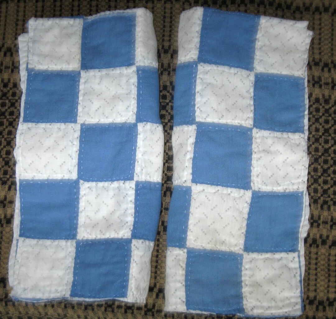 Vintage Quilt Piece Repurpose Primitive Patchwork Blue Calico Cutter ...