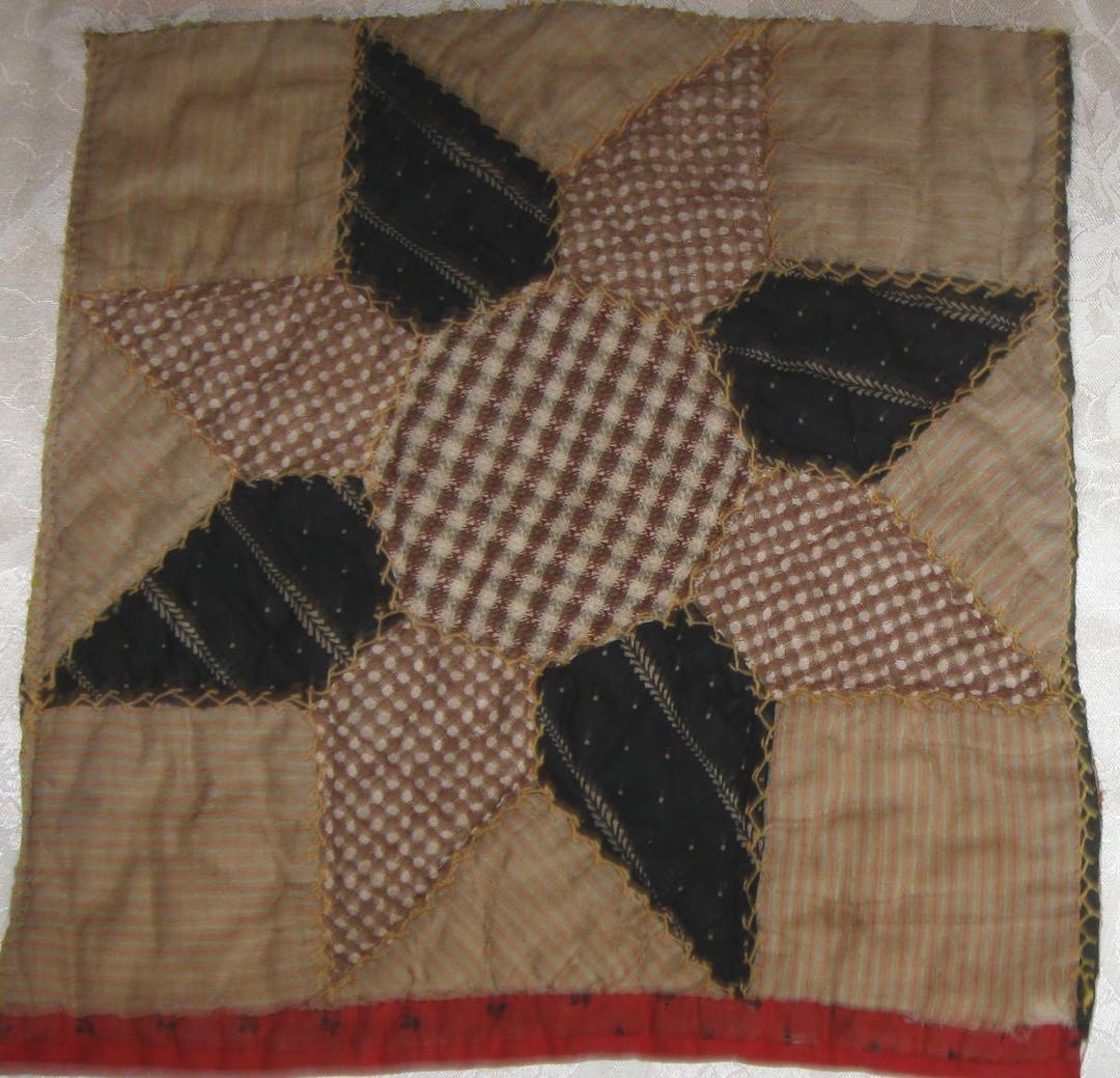 Vintage Quilt Piece Repurpose Primitive Patchwork Red Calico Cutter ...