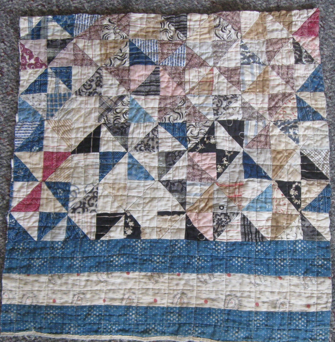 Vintage Antique Quilt Piece Repurpose Primitive Patchwork Cutter Quilt ...