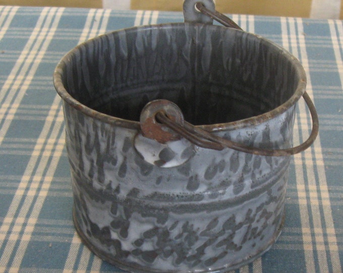 Vintage Berry Bucket Tiny Children's Size Granite Ware Farmhouse ...